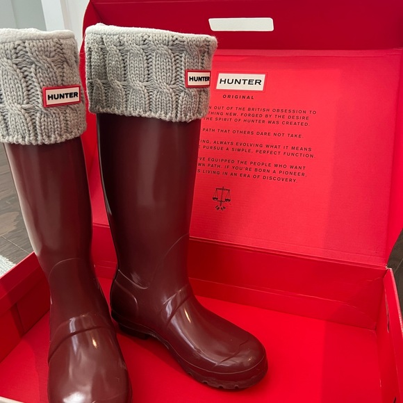 Hunter | Shoes | Hunter Original Tall Gloss Rain Boots W Woven Sock ...